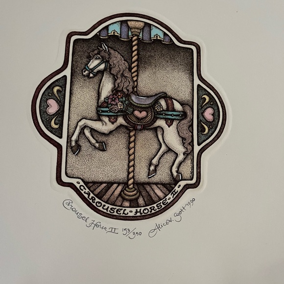Art | Alice V Scott Carousel Animal Etching 1989 Limited Edition | Poshmark